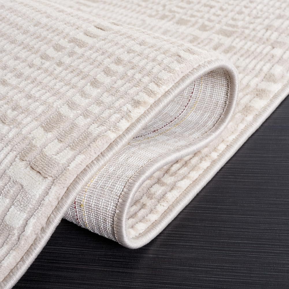 SAFAVIEH Continental Collection Runner Rug - 8' Runner, Ivory & Beige, Contemporary Design, Stain Resistant, Ideal for High Traffic Areas in Hallway, Bathroom & Kitchen (CON102A-28)