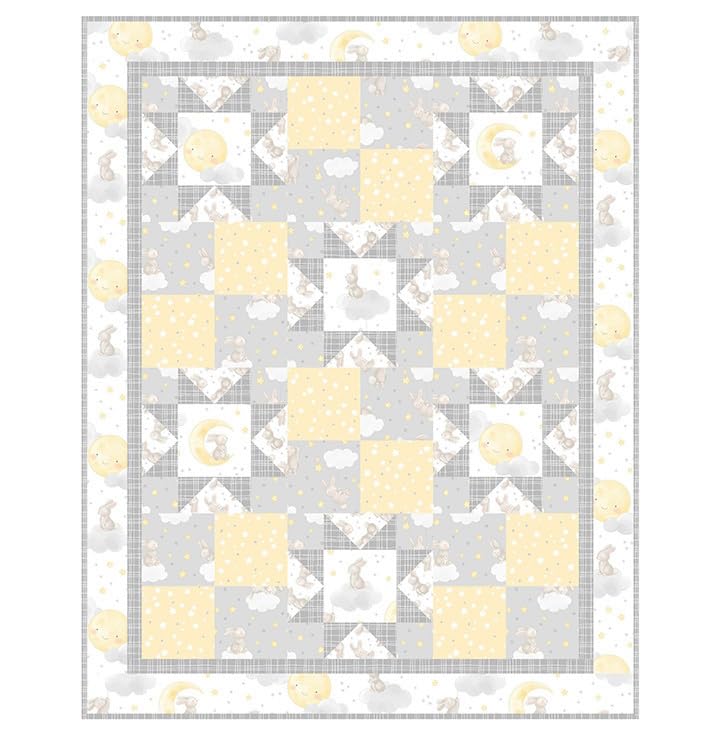 Northcott Snuggle Bunny Bunny Clouds Flannel Gray/Multi, Fabric by The Yard