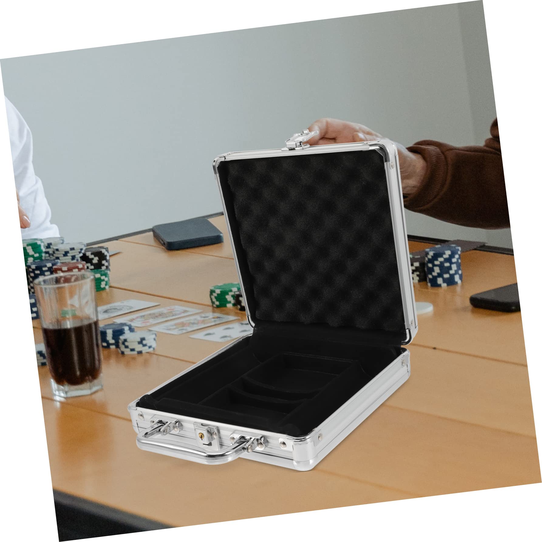 HANABASS Cases Handle Carry Carrier Alloy Professional Casino Storage Empty Aluminum for Holder Blackjack Lock Carrying Chip Case Design Holdem Supplies Texas Large Chips Cards/Capacity
