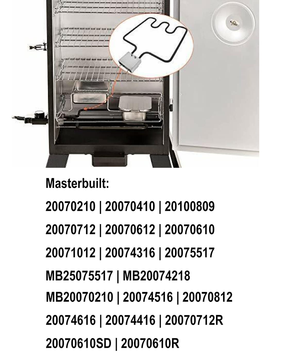 Electric Smoker Grill Heating Element Replacement Part with Adjustable Thermostat Controller for Masterbuilt Smokers & Turkey Fryers 1500W