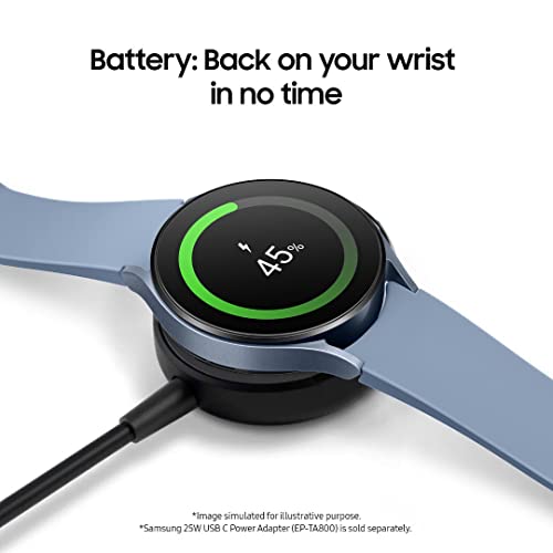 SAMSUNG Galaxy Watch 5 44mm Bluetooth Smartwatch w/Body, Health, Fitness and Sleep Tracker, Sapphire Crystal Glass, Enhanced GPS Tracking, US Version, Silver Bezel w/White Band (Renewed)