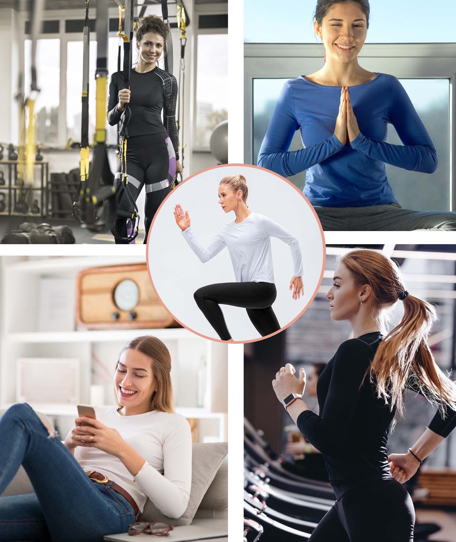 HIBETY 3 Pack Women's UPF 50+ Sun Protection Shirts, Workout Gym Long Sleeve Shirts, Quick Dry Tops(Black/White/Grey-02-L)