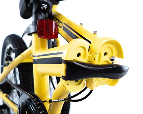 EuroMini ZiZZO Campo 28lb Lightweight Aluminum Frame Shimano 7-Speed Folding Bike 20-Inch (Yellow 2019)