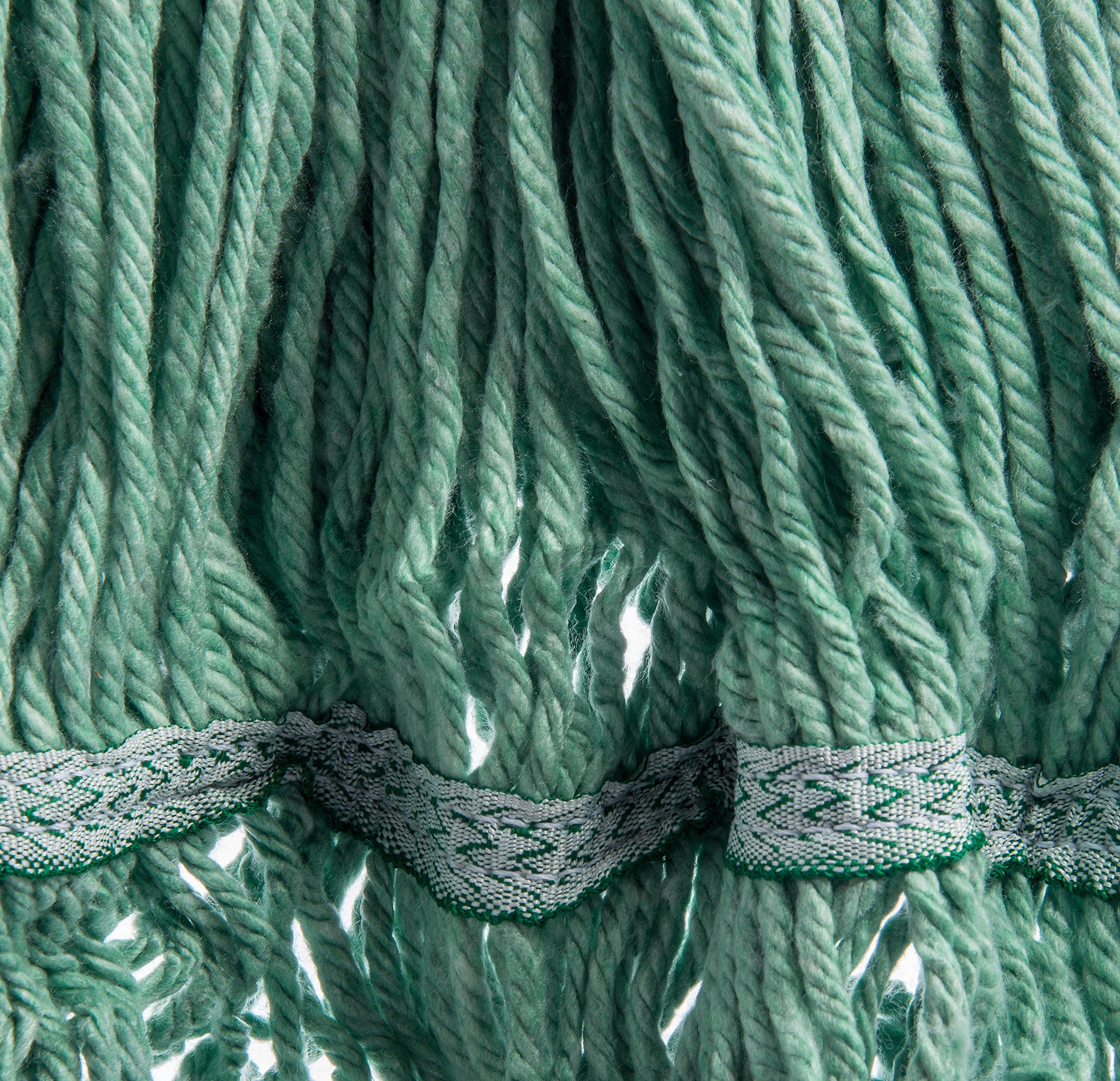 SPARTA Flo-Pac Cotton Mop Head, Loop-Ended, Wide Band with Green Band for Organized Cleaning, Medium, Green