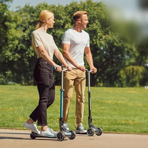 Globber Ultimum Scooter | 3-Wheel Kick Scooter for Adults & Kids 5+ | Foldable Kick Scooter with Safe, Non-Slip Deck & Premium Brakes (Navy Blue)
