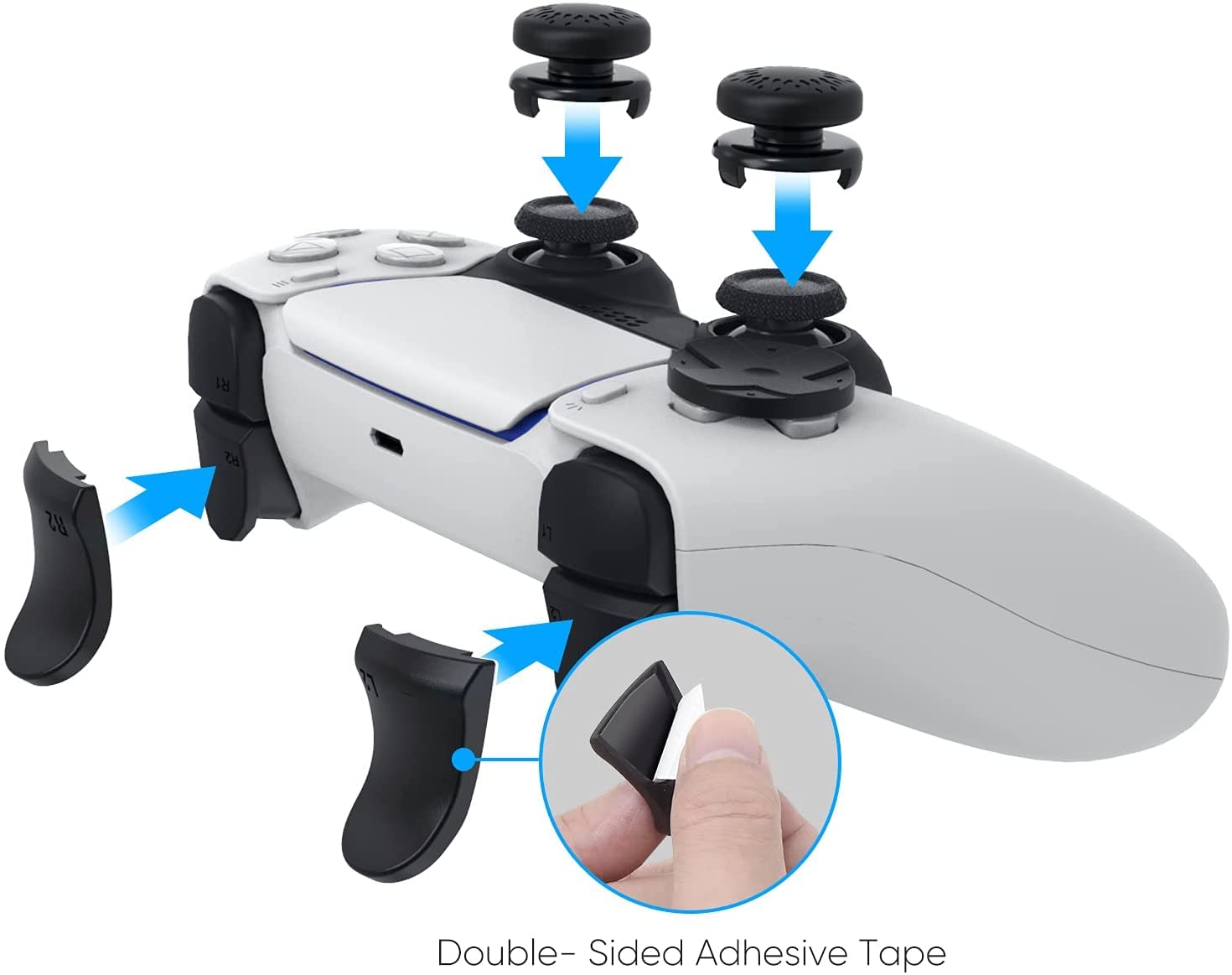 FASTSNAIL Bundle Packages for PS5 Console 8 in 1 Accessories for Playstation 5 with Printing Thumb Grip Cover, Trigger Extenders for PS5 Pro Controller