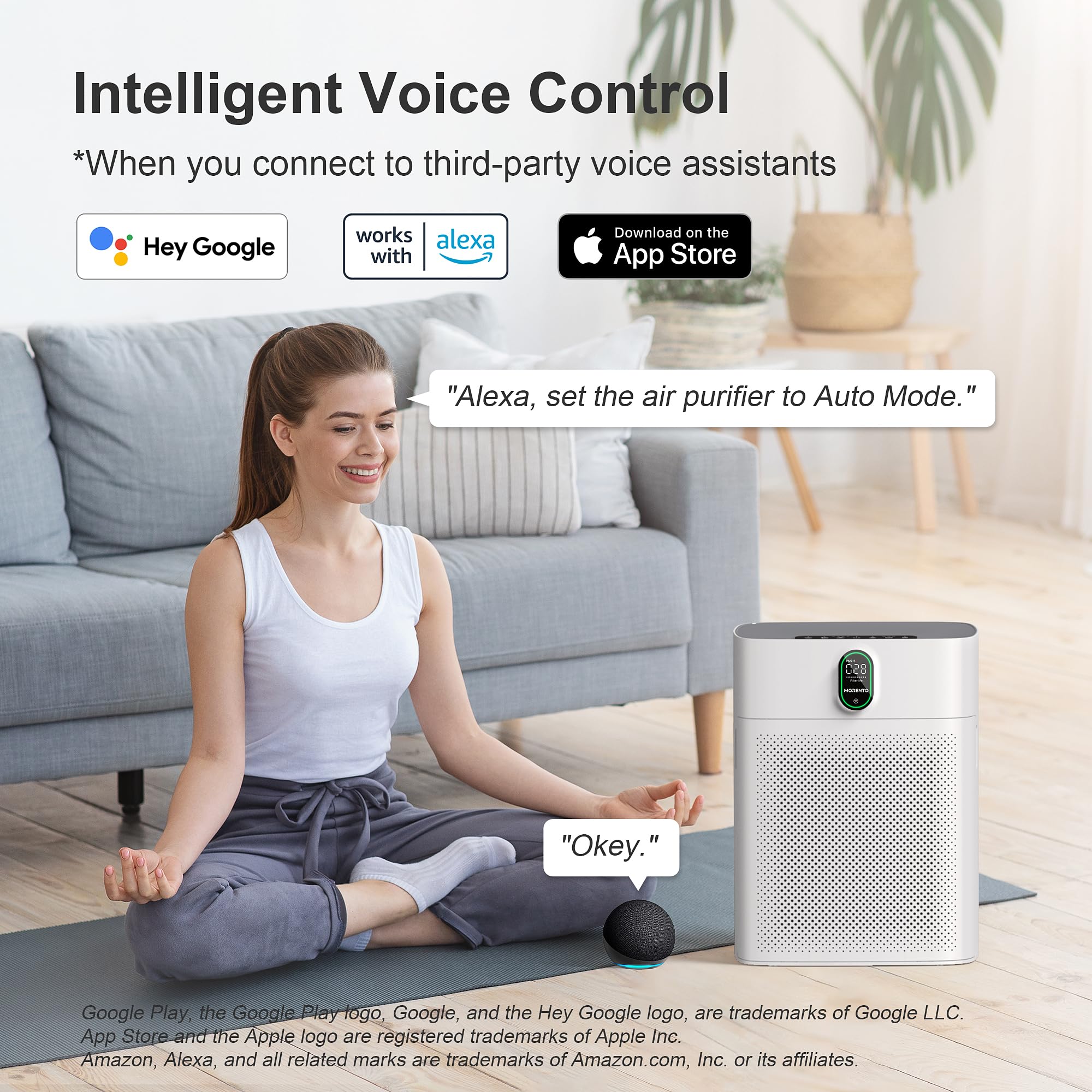MORENTO Smart Air Purifier HY4866-WF Bundle with Original Version Replacement Filter 4 Pack