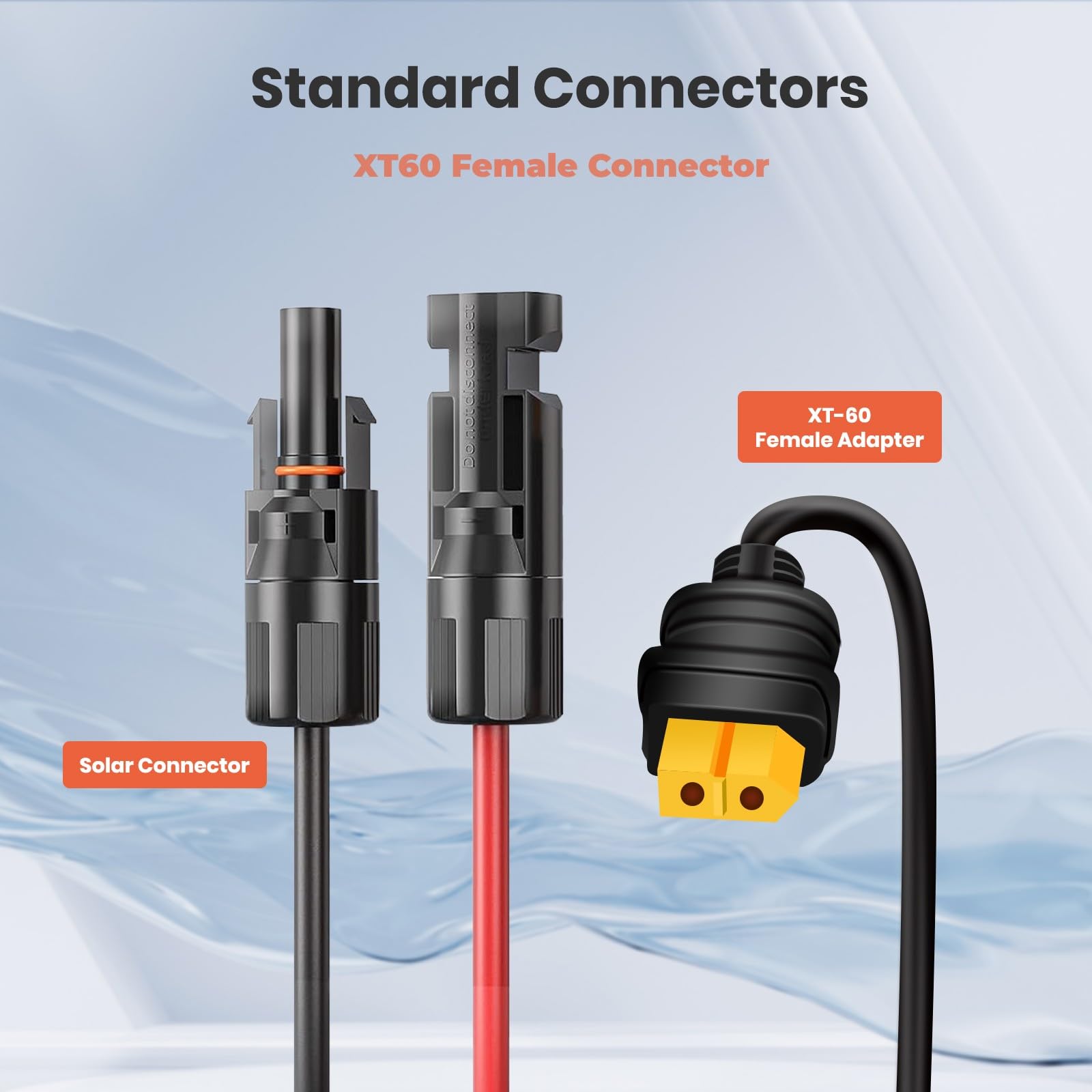 FlexSolar Solar Panel Charge Cable 6.6FT 14AWG Solar Connector to Anderson, DC5521, DC7909, XT60 Adapter for Battery Pack Power Station Solar Generator