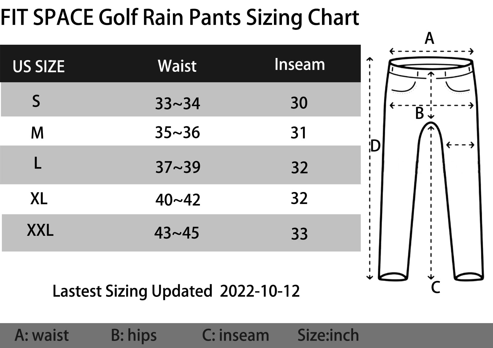 fit space Golf Climastorm Permanent Rain Pants Waterproof 20K Lightweight Performance Sporty Trousers (Black Pro, X-Large)