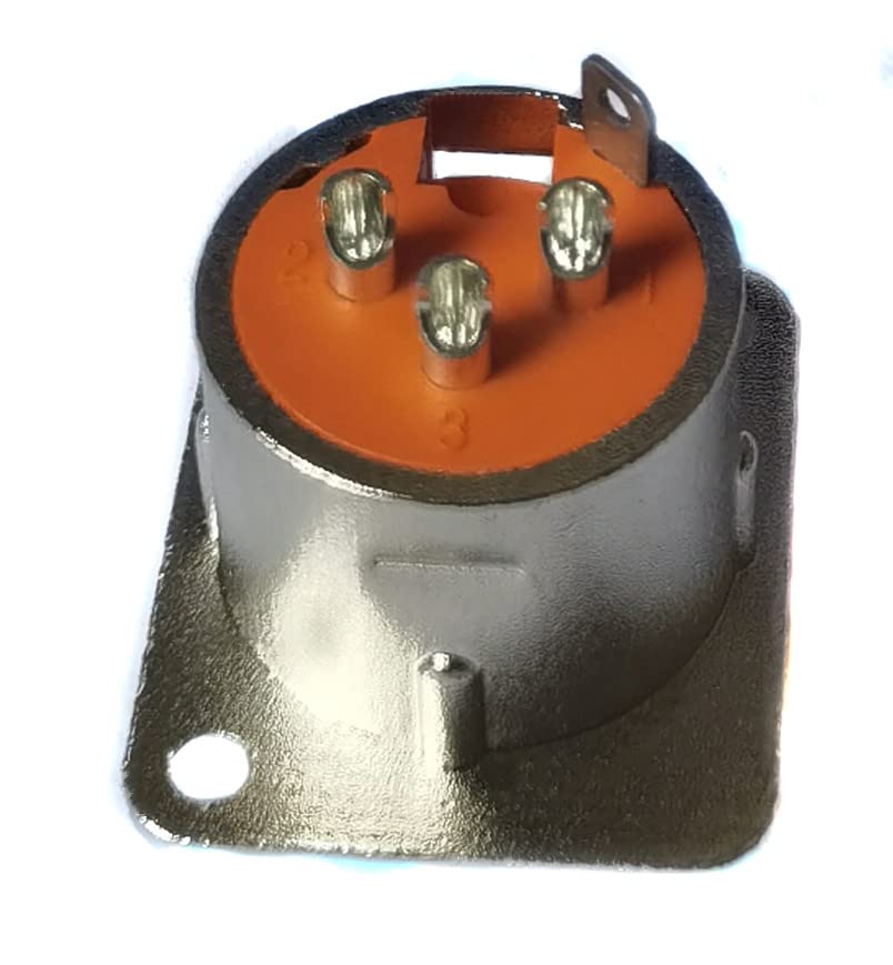 GDQLCNXB XLR Male Jack 3 Pin Panel Mount Jacks,XLR Male Connector 4 Pcs, Silver Metal Housing,Inner Shell Orange.