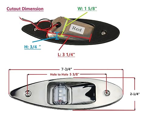 Marine Boat Navigation Lights, LED Bow Light, Boat Navigation Lights Red and Green, Vertical Mount Sidelight, 12 V, 2NM