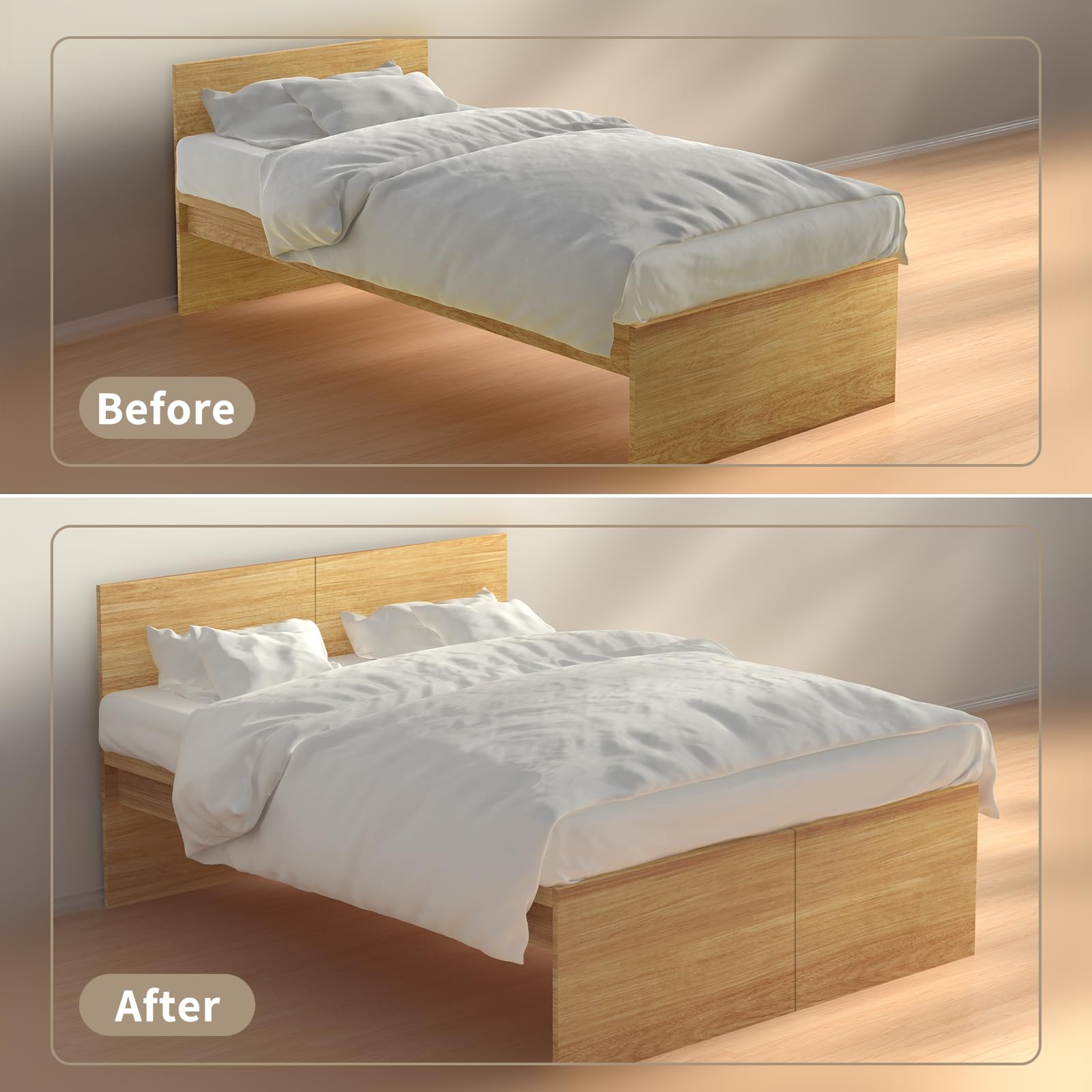 plzzree Bed Bridge for Mattress Gap Filler: Twin to King Bed Converter Kit