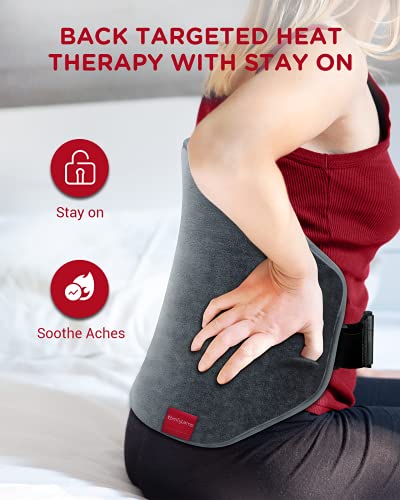 Upgraded Heating Pad for Back Pain Relief, Comfytemp XL Electric Heated Back Wrap with Strap, 9 Heat Settings, 5 Auto-Off, Stay On, Backlight for Cramps, Waist, Lumbar, Abdomen, 15"x 24" - Washable