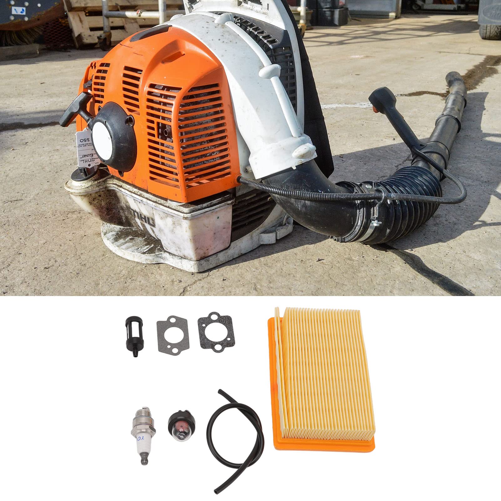 Kuuleyn Air Filter Replacement Set Blower Air Filter with Spark Plug Air Filter Replacement Parts Blower Oil Filter for Br350 Br430 Sr430 Sr450