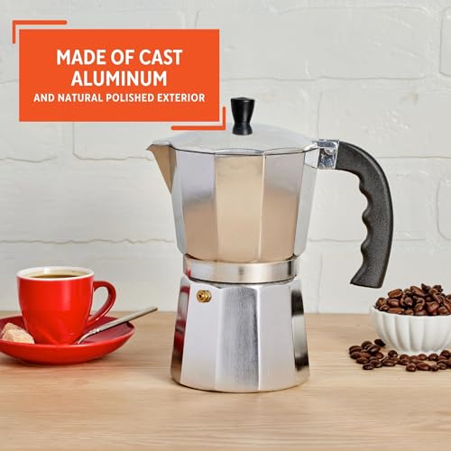 IMUSA Extra Large Aluminum Stovetop 12-cup Classic Italian and Cuban Espresso Maker, Silver