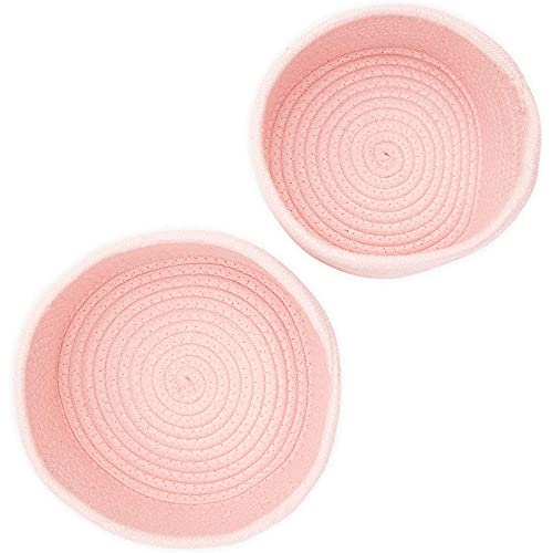 Farmlyn Creek Cotton Woven Baskets for Storage, Pink Organizers (2 Sizes, 2 Pack)