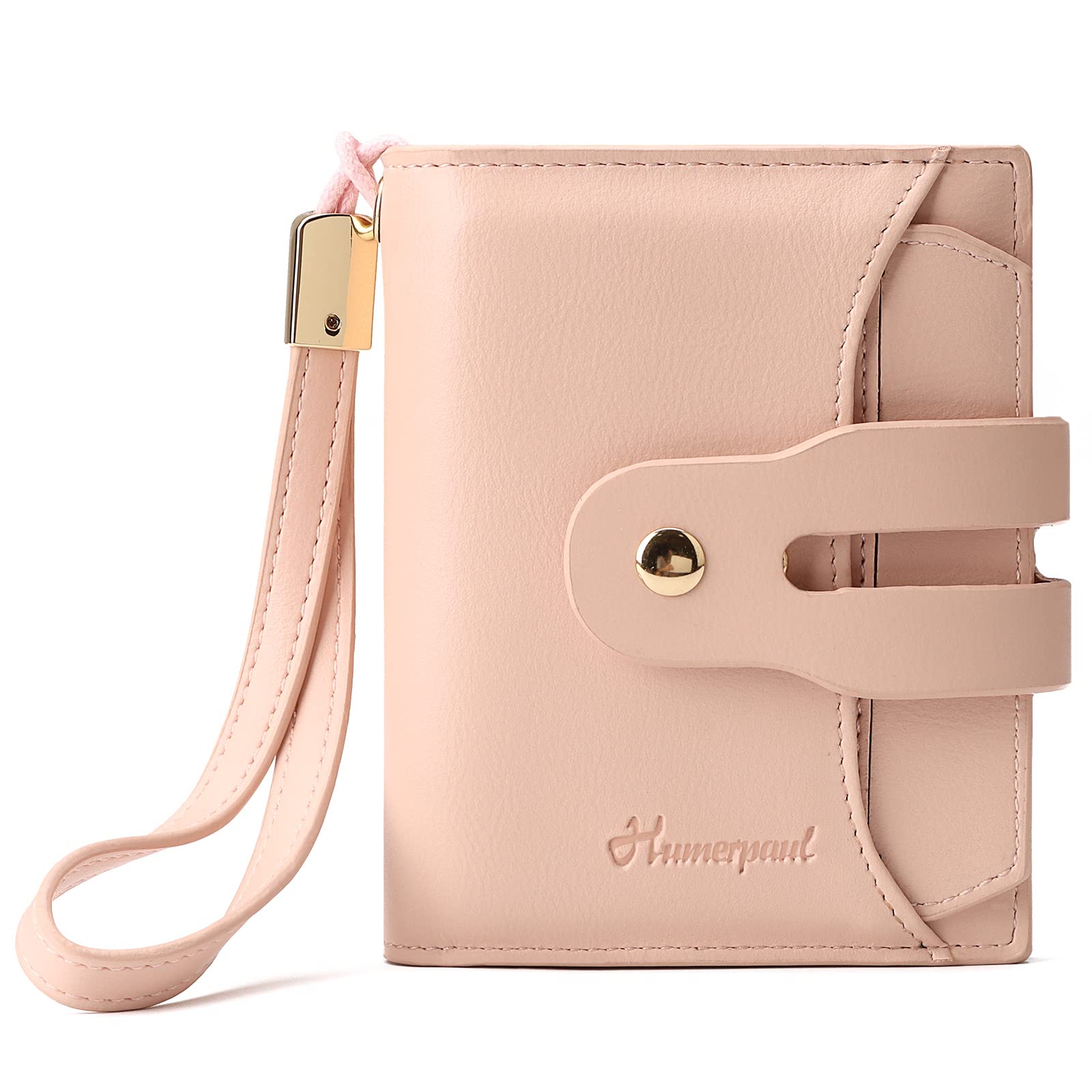 HUMERPAUL Women‘s Leather Wallet RFID Blocking Small Compact Bifold Zipper Pocket Purse with ID Window and Card Case, Brown