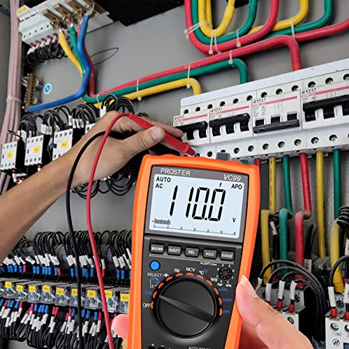 Proster Autoranging Multimeter 6000 Count TRMS Digital Multitester NCV AC DC Current Voltage Tester Amp Ohm Volt Meter Capacitance Test Temperature Measurement Continuity Tester
