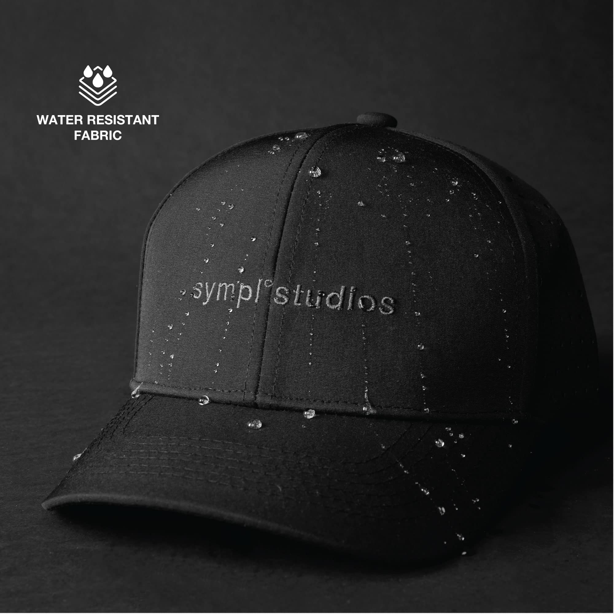 Hydro Waterproof Baseball Hat for A-Game Performance, Snapback 6-Panel Cap for Gym, Boat, Golf, Workout, Running, Sweat Resistant, One Size, Unisex Black
