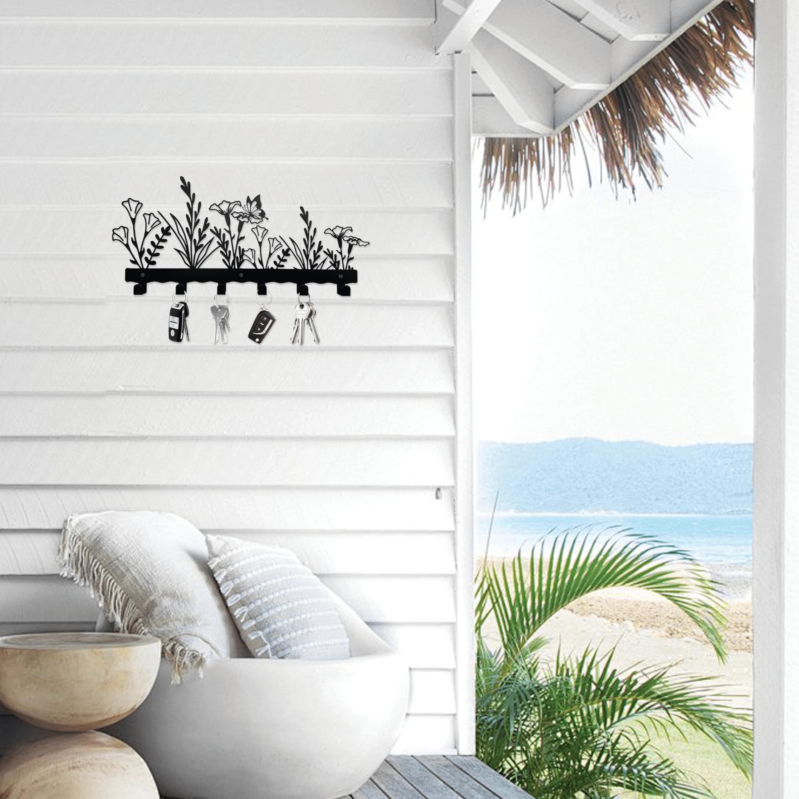 noxozoqm Elegant Flower Wall Decor – Minimalist Wall Decor with Cute Wall Hooks, Ideal for Home & Kitchen - Decorative Wall Hooks Serving Functional Aesthetics