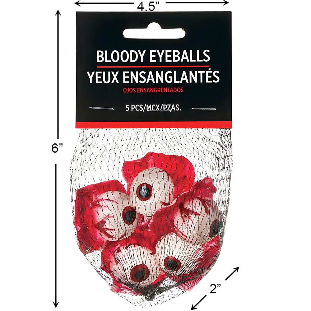 Spooky White & Red Plastic Asylum Bloody Eyeballs - 1 Pack - Creepily Realistic & Unique Haunted House Horror Prop - Perfect For Halloween Event Decorations