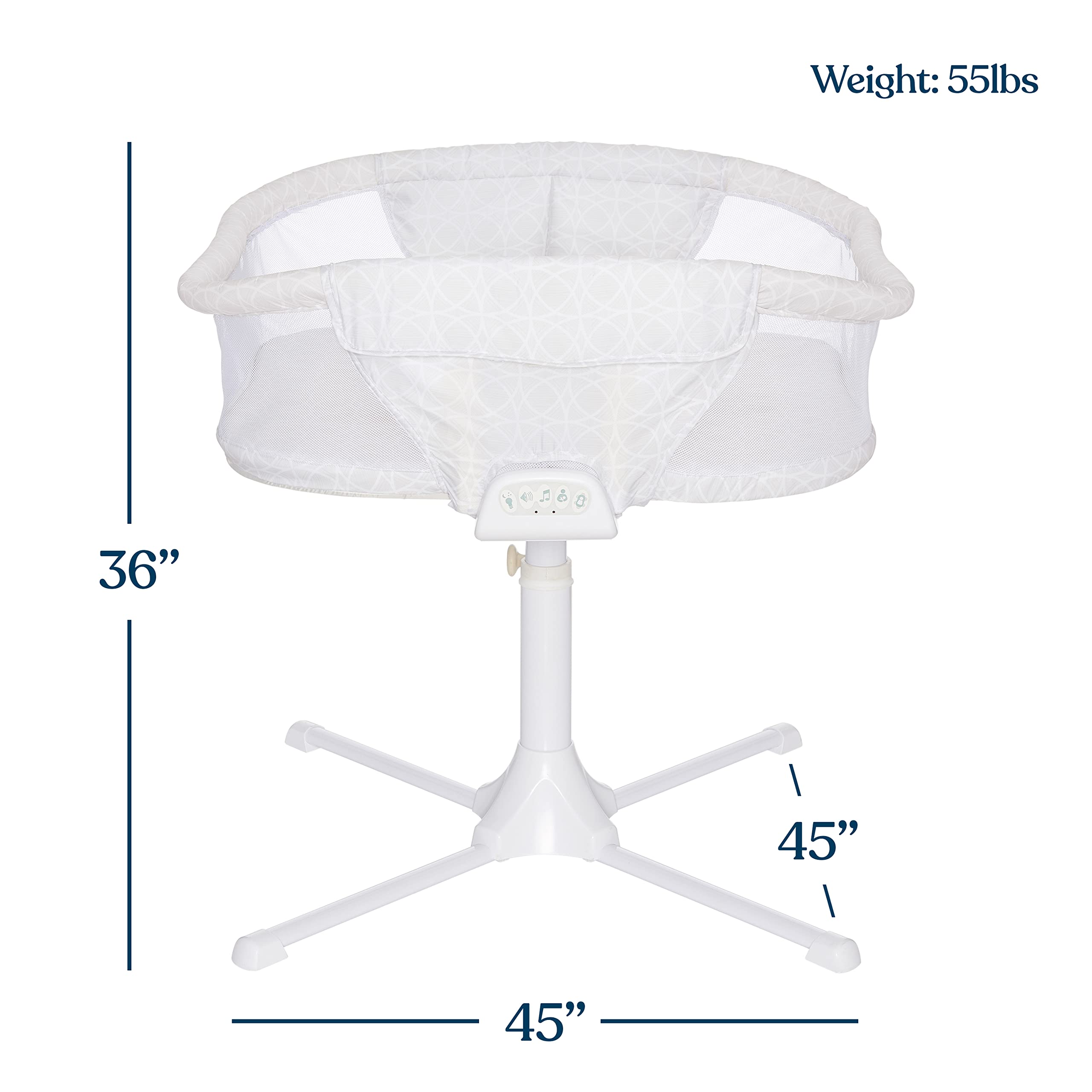 HALO BassiNest Twin Sleeper, Bedside Double Bassinet, Adjustable, Soothing Center with, Vibration, Soothing Sounds and Lullabies β Premiere Series, Sand Circle