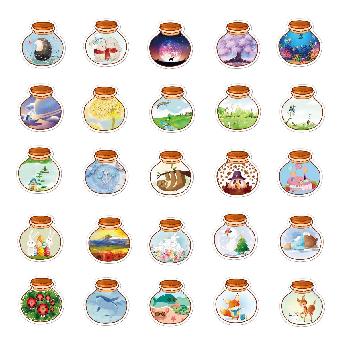Water Bottle Sticker 50PCS Cute Bottle Vinyl Waterproof Sticker Laptop Skateboard Guitar Kettle Scrapbook Aesthetic Fashion Decal