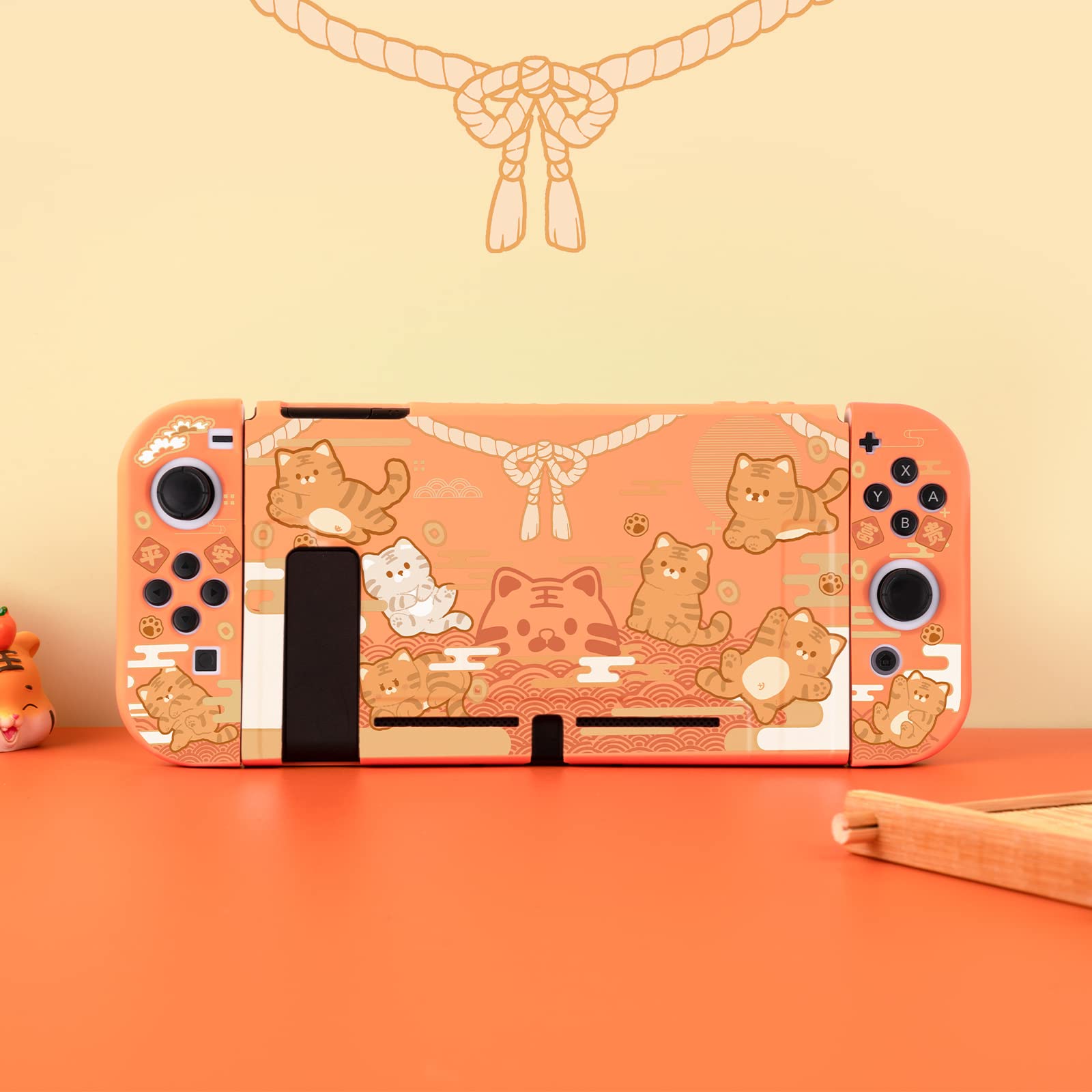GeekShare Soft TPU Protective Case Slim Cover Case Compatible with Nintendo Switch and Joy-Con- Shock-Absorption and Anti-Scratch - Tiger