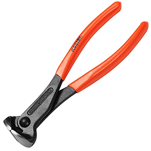 KSEIBI 141150 End Cutting Pliers 7 Inch Grip Handle Black Finish Chrome Vanadium Steel Carpenter Pincer, Nippers Tool, Cat Paw, Nail Remover, Rivet Cutting Pliers, Steel Wire Cutter Construction Tool