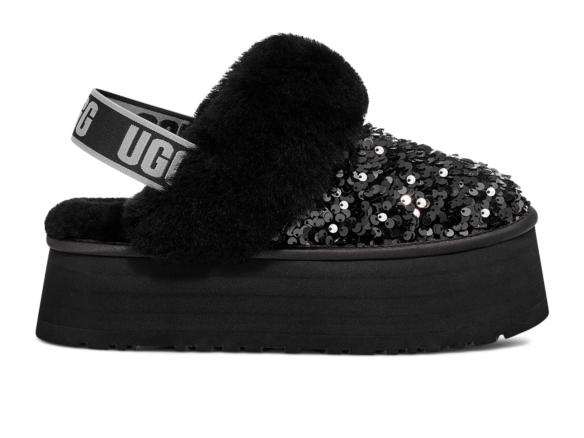 UGG Women's FUNKETTE Chunky Sequin Slipper, Black, 6