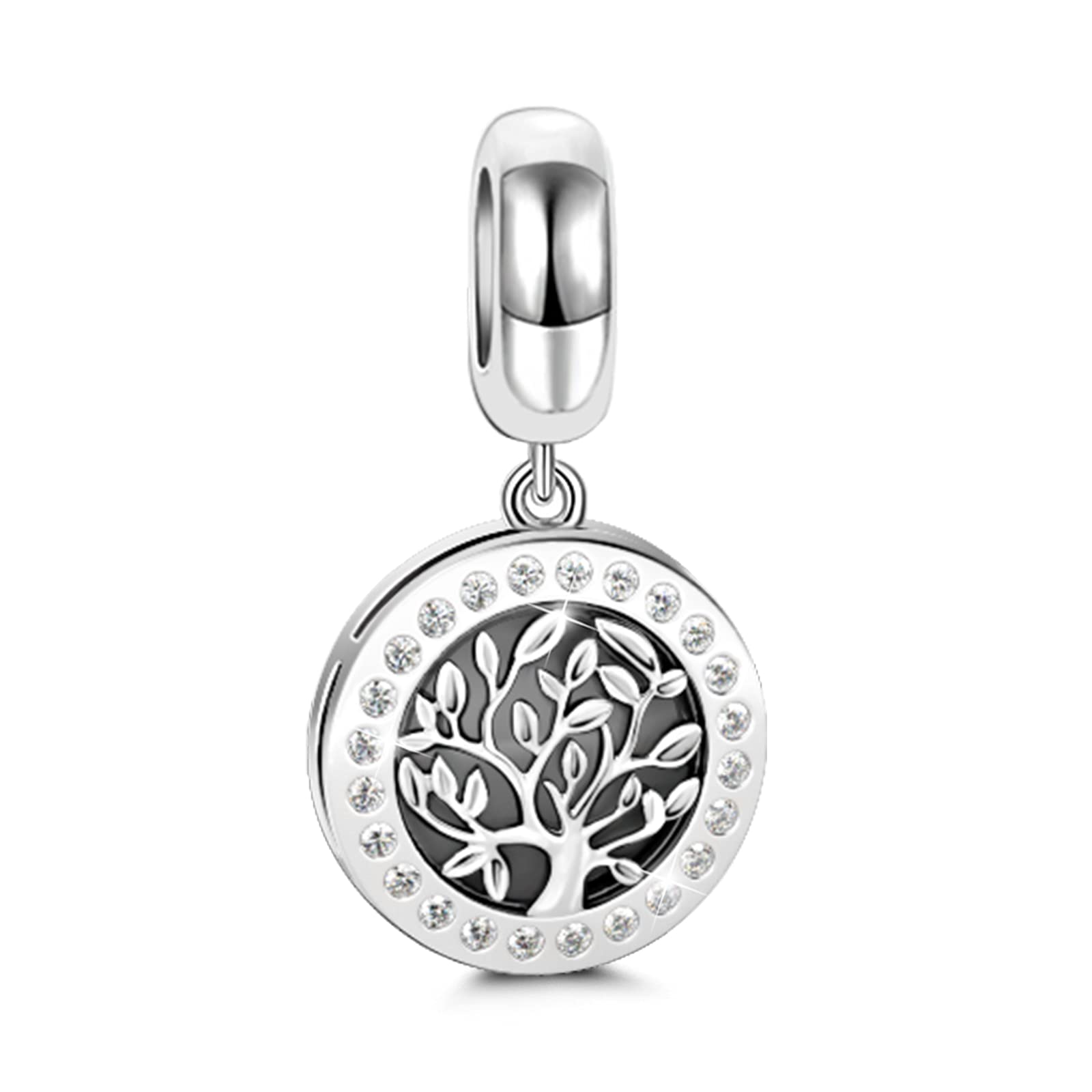 GNOCE "Tree of Life Charms Sterling Silver Family Tree Pendant Charms Engraved with Follow Your Dreams Fit All Bracelet Necklace Birthday Valentines Day Women Gifts