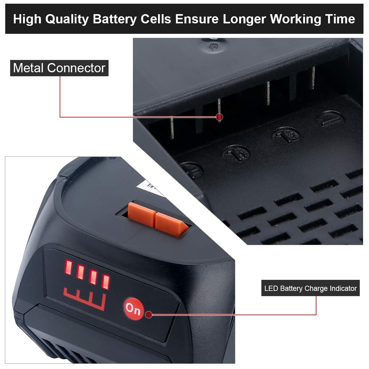 ELEFLY 2 Pack 18V 6.0Ah Lithium Battery Replacement for Ridgid 18V Battery R840087 R840083 R840086 AC840085 AC840087P Compatible with Ridgid 18V Drill Tool Battery