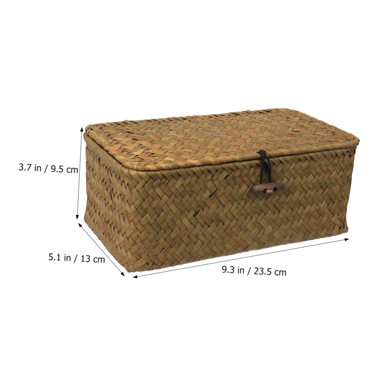 Straw Storage Basket with Lid Rattan Woven Desktop Organizer for Clothes Sundries and Home Decor