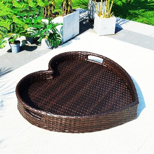 Floating Tray Floating Serving Tray Stylish Breakfast Tray On The Water, Floating Bar for Pool, Love Heart Shaped Floating Plate (Color : Brown)