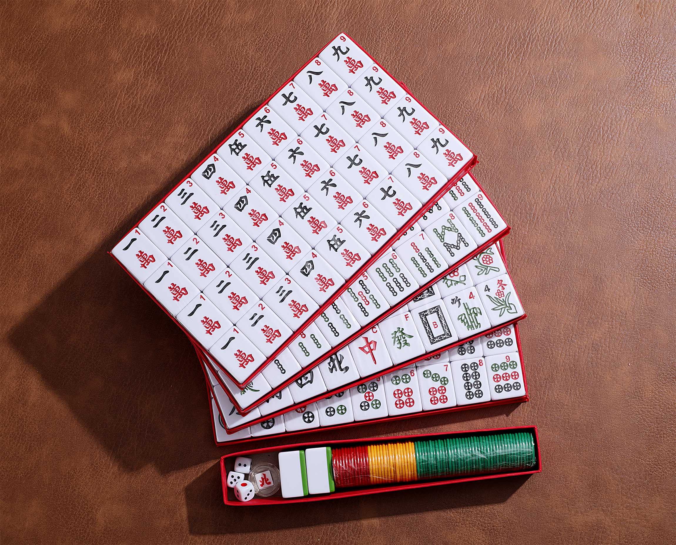 Mose Cafolo Professional Chinese Mahjong Game Set 146 Numbered Large Size Tiles with Carrying Travel Case, Complete Mahjong Tiles Set (Majiang, Mah-Jongg, Ma Jong)