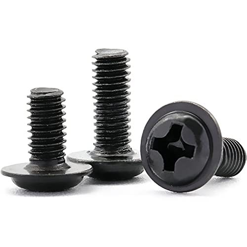 NTTHAM 50PCS PWM Black M3 Pan Padded Screws Referral Computer Case Chassis Fixed Motherboard Screws with Pad DIN967 (Size: M3, Length: 6mm)