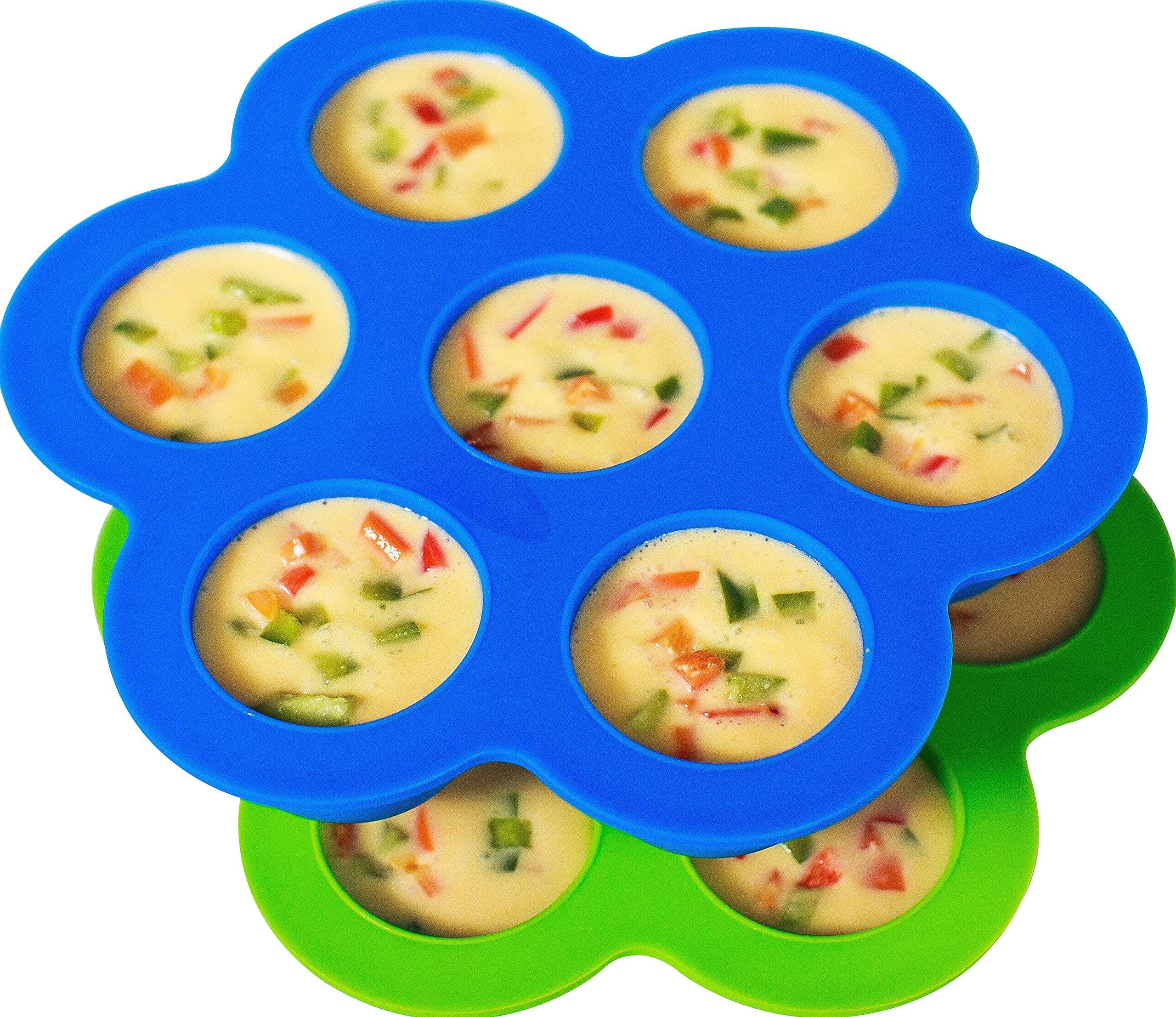 Egg Bites Mold for Instant Pot with Sling Lifter and Silicone Lids, Compatible with Instant Pot Ninja Foodi Accessories 6 qt 8 qt, Air Fryer Accessories, 2 Pack Sous Vide Egg Bite Maker Molds