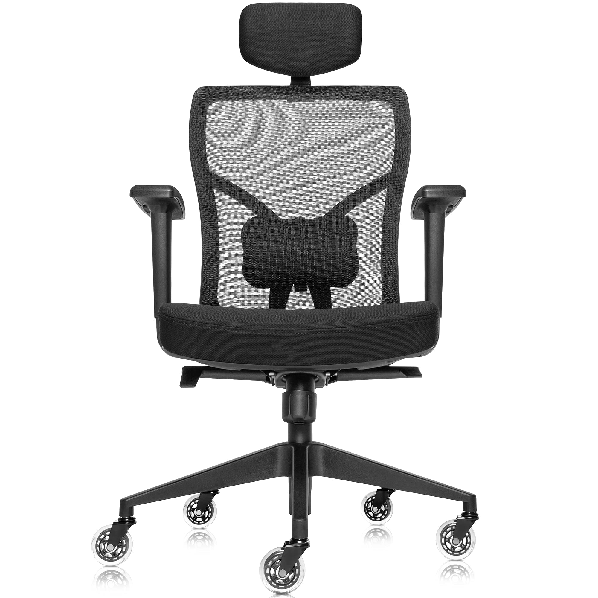 Ergonomic Mesh Office Chair with Roller Blade Wheels, Computer Desk Chair Provides Perfect Lumbar Support, Black