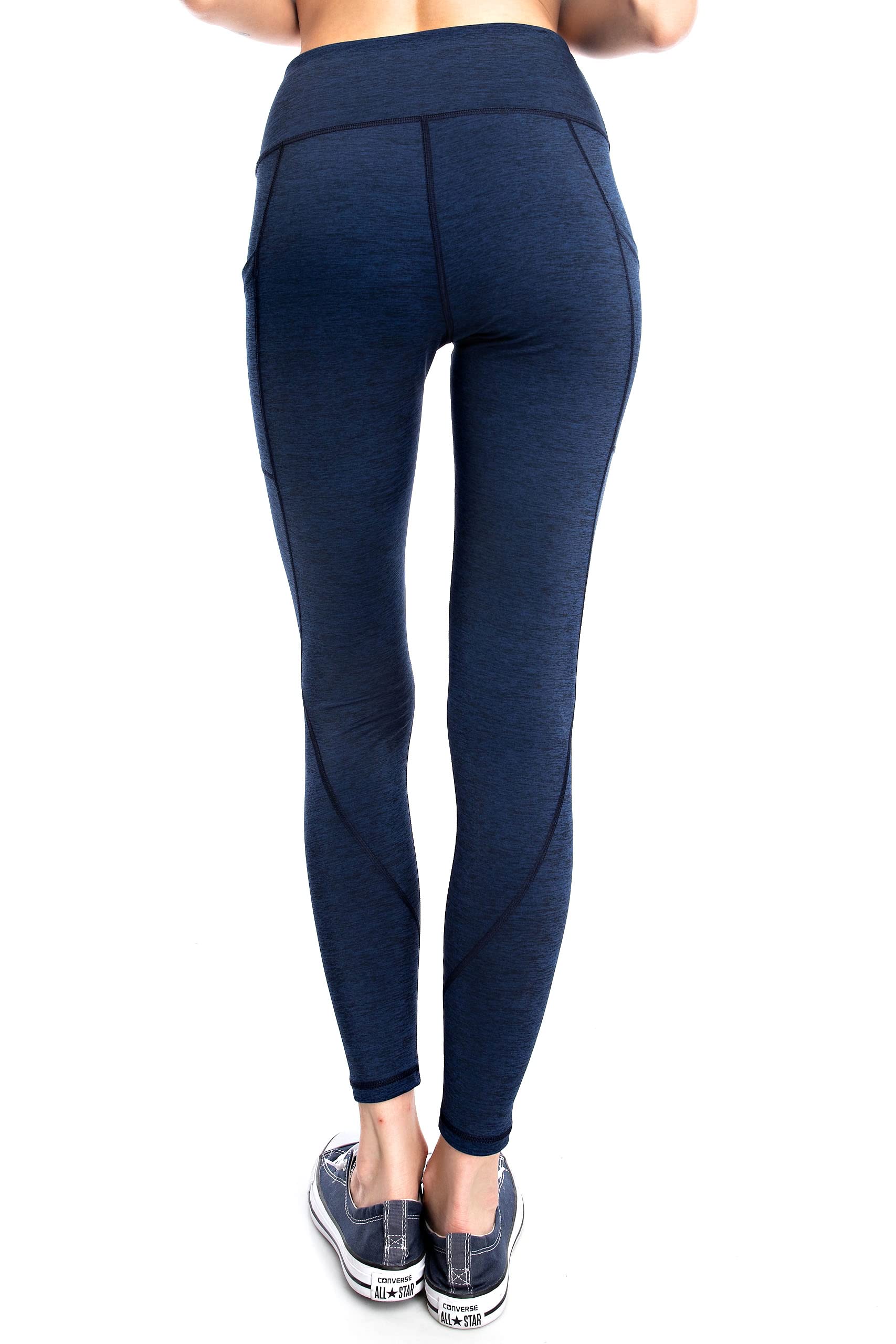 Hype Up Women's High Waisted Tummy Control Workout Leggings with Side Pockets (S-3X) Black