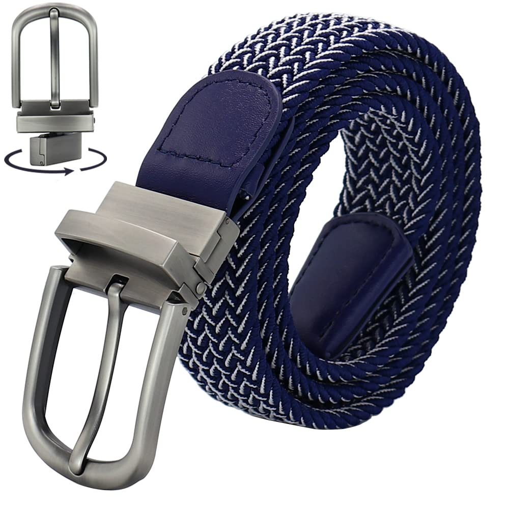 Huyfhksd Multicolored Braided Stretch Belt Reversible Elastic Woven Belts for Men and Women, Both Sides Available