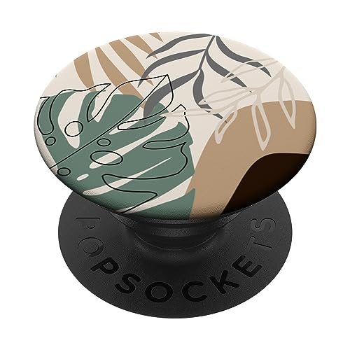 Tropical Botanical Beige Brown Exotic Minimalist Abstract PopSockets Standard PopGrip