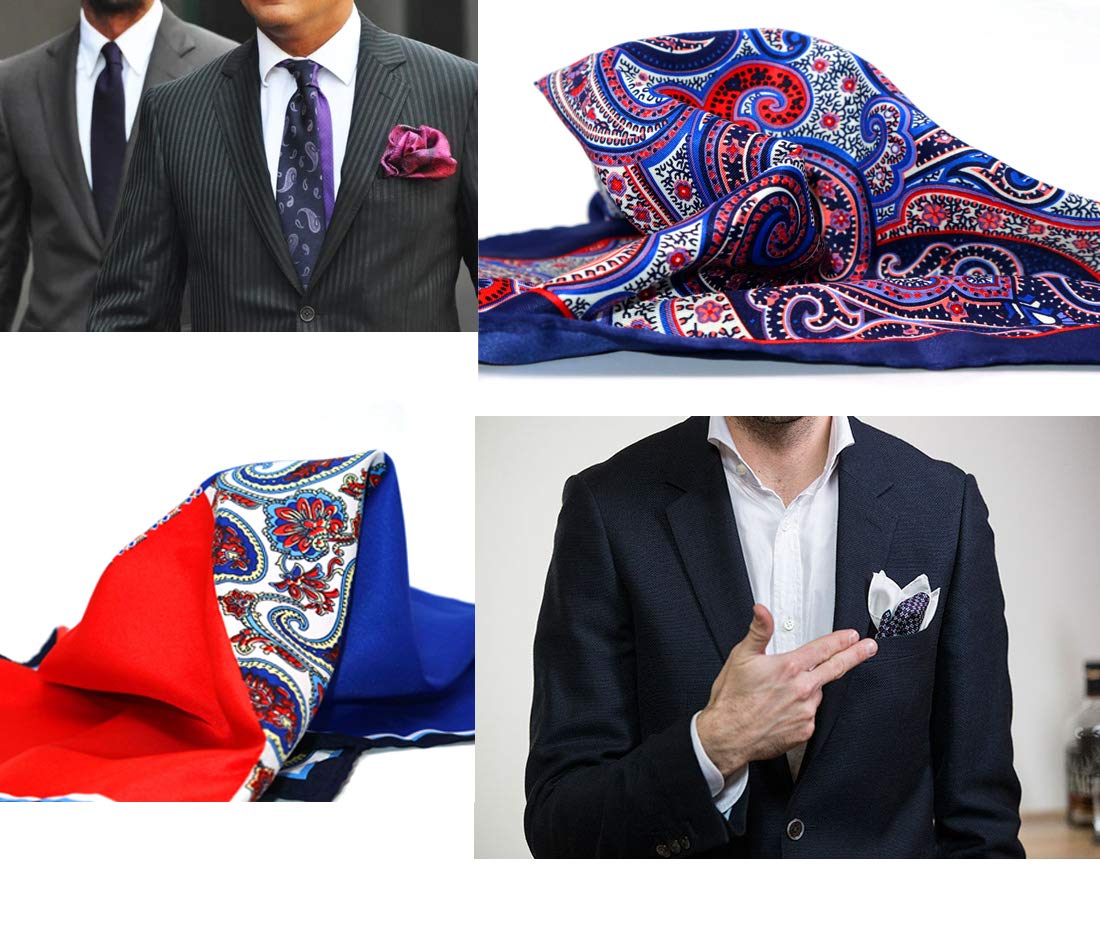 GOADAFOO 15Packs Men's Pocket Squares 12.5In Large Silky Floral Pocket Square For Men Handkerchiefs Set Assorted Boxed