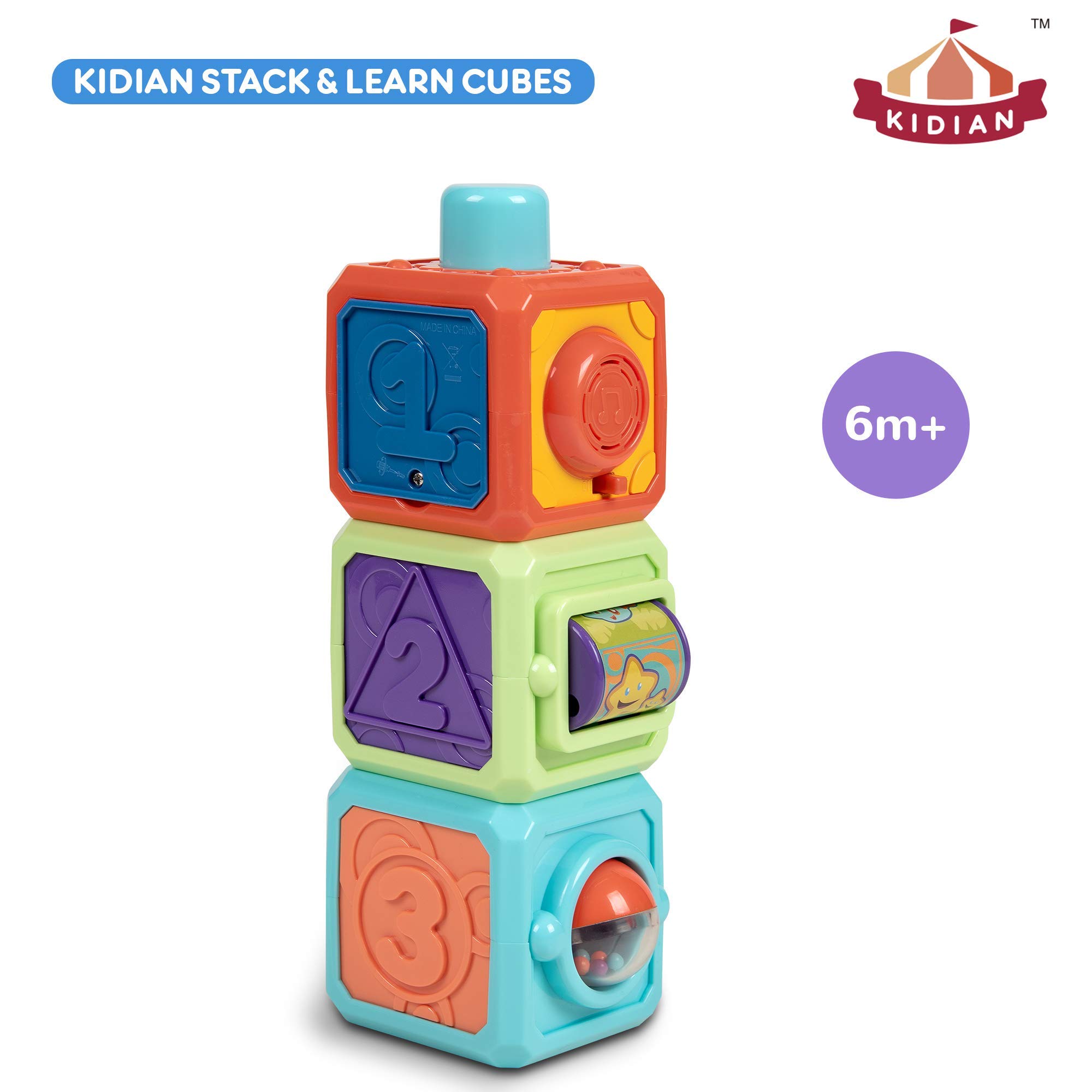 Flybar Kidian Stacking Toys β Stack & Learn Cubes, Stacking Blocks for Toddlers, Musical Stacking Toy, Early Learning Stacking Cubes for Babies and Toddlers 1-3 Years