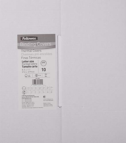 Fellowes 1/16-Inch Thermal Binding Covers, 10-Pack, Black (5225301)