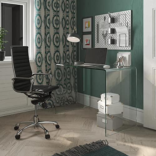 Neos Modern Furniture CD008-N Rectangular Shaped PC Laptop Workstation Table for Home Office, Clear