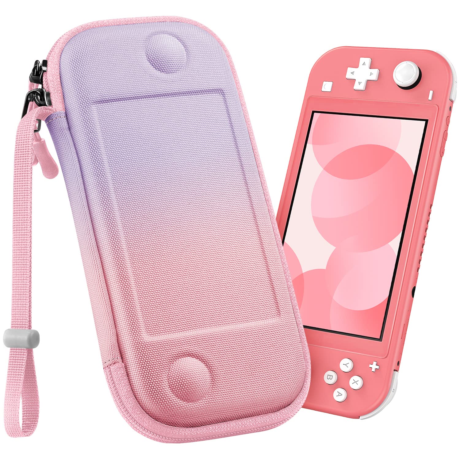 Fintie Slim Carrying Case for Nintendo Switch Lite 2019, Shockproof Protective Portable Carrying Cases, [Slim Fit] Travel Storage Hard Shell w/8 Game Cartridges & Adjustable Hand Strap, Fantasy Ombre