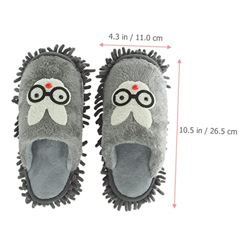 ULTECHNOVO 3 Pairs Mop Slippers Microfiber Mop Sock Slippers Floor Cleaner Mop Floor Mop Slippers Plush Mop Slippers Mops for Floor Cleaning Chenille Grey Cartoon Mopping Slipper Washable Rag
