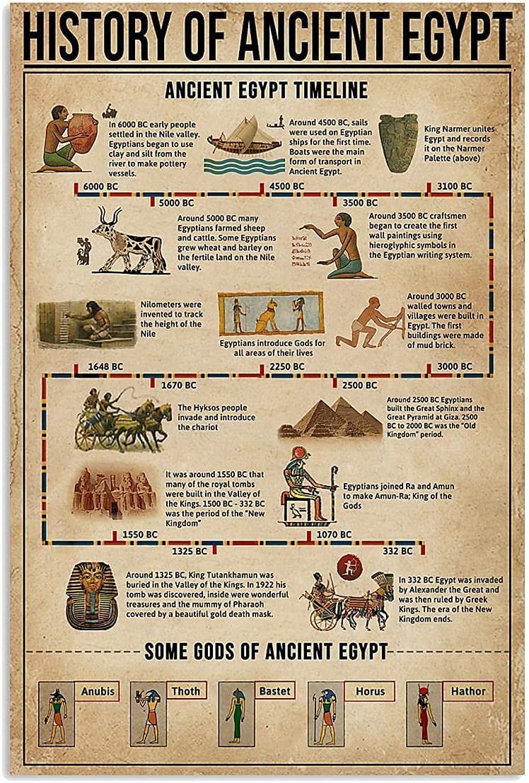 Egyptian Knowledge Metal Tin Signs Vintage History Of Ancient Egypt Poster Club Office Classroom Home Room Wall Decor Plaque 8x12 Inches