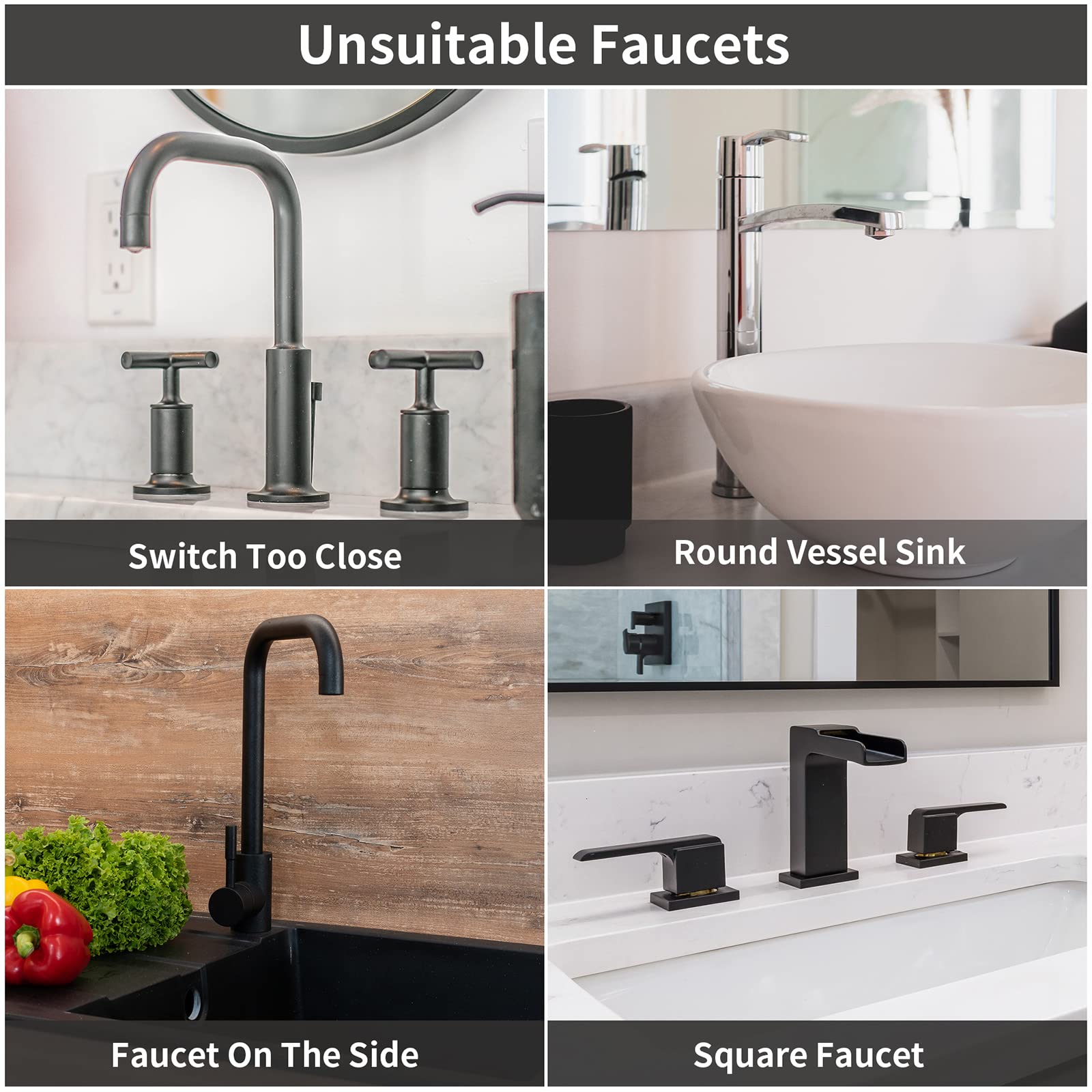 Gosmol Kitchen Faucet Sink Splash Guard Silicone Faucet Mat, XXL 30 inch Faucet Handle Drip Catcher Tray, Deflector Under The Faucet, Self Draining Slopes Design Keep Kitchen Bathroom Drying - Clear