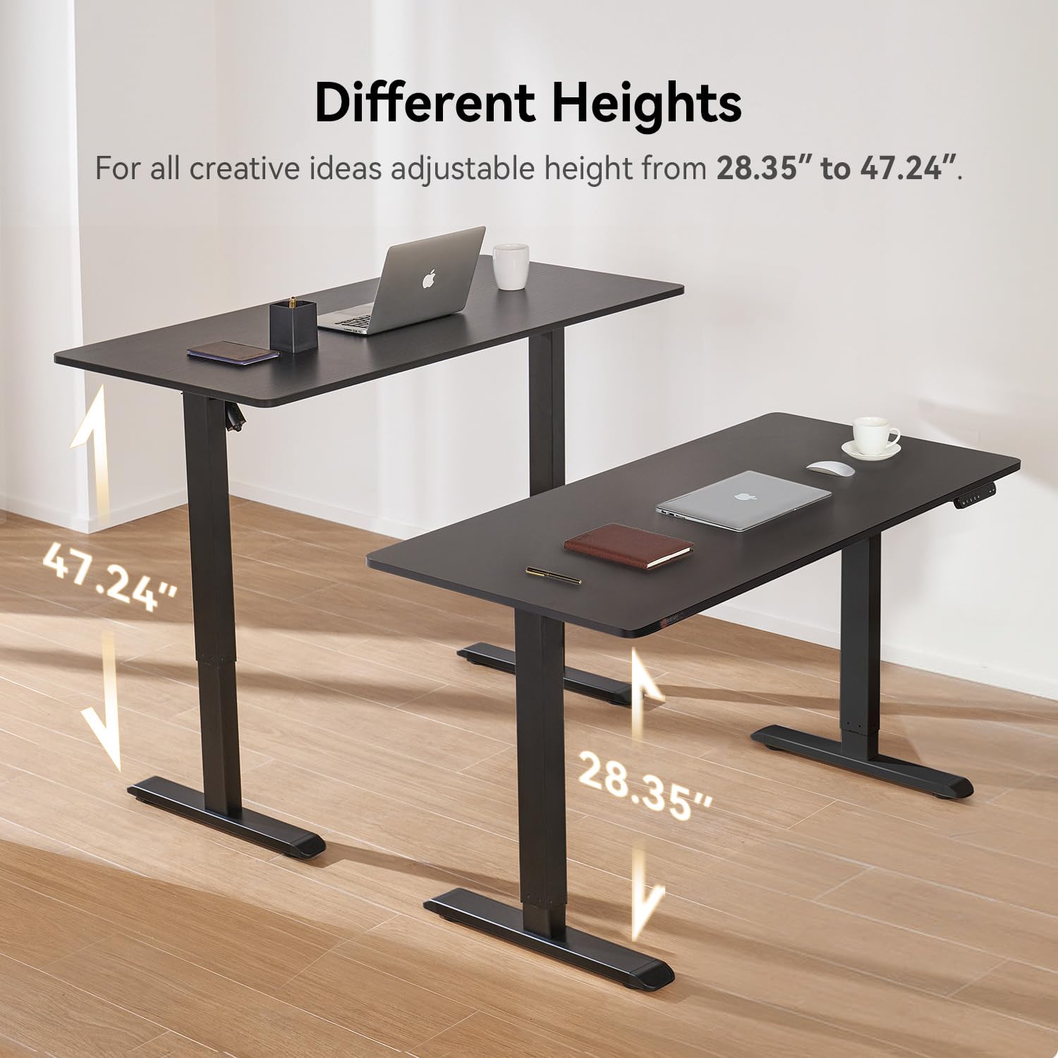 SIHOO 55"×28" One-Piece Electric Standing Desk, Sit-Stand Desk with 4 Memory Height Settings, Ergonomic Adjustable Height Desk Computer Workstation for Home & Office (White Oak)
